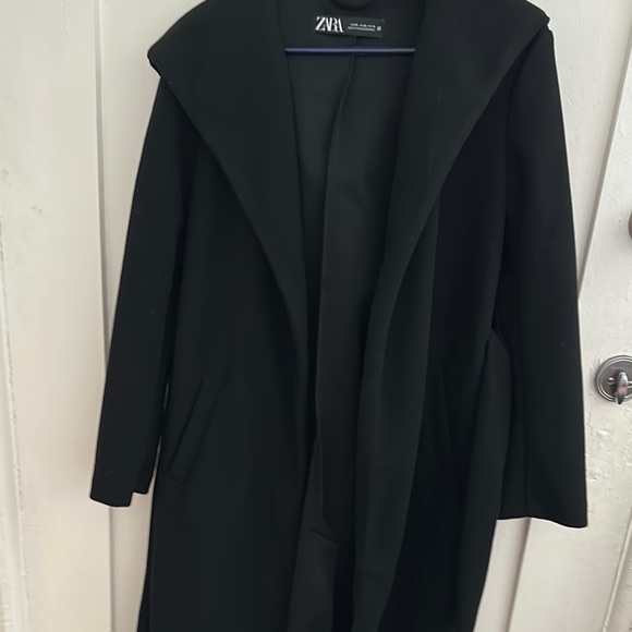 Zara | Jackets & Coats | Zara Black Trench Coat With Minimalist Design ...